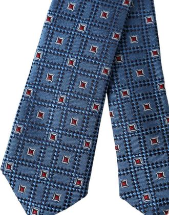 Dolce & Gabbana Blue Patterned Silk Adjustable Men Tie