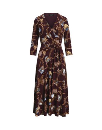 Ralph Lauren Belting-Print Surplice Jersey Dress