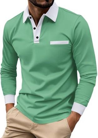Generic Polo &agrave; manches longues pour homme avec col &agrave; revers et demi-bouton - Confortable - Doux &agrave; porter - &Eacute;vacuation de lhumidit&eacute; - Haut de sport pour le pri