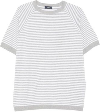 Herno Homme, Tops, Gris, Taille: M T-shirt en coton ray&eacute;