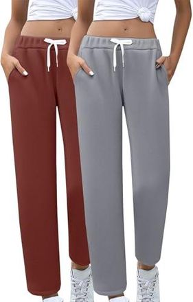 Generic Lot de 2 Pantalon De Running Femme Chic &Eacute;t&eacute; Pant Longue Stretch Tendance Comfy Streetwear D&eacute;tente Mode Costume Classique Basique Taille Elastique 2026