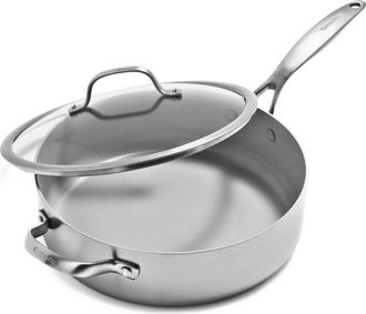 GreenPan Venice Tri-Ply 28cm/4.8l Schmorpfanne mit Hilfsgriff und Deckel, Gesundes Antihaft-Kochgeschirr aus Edelstahl, PFAS-frei, Mehrschichtig, Induktion, Sp