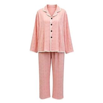 Generic YUJIEBB Long Sve Cotton Spwear Femme Printemps Automne Sle Floral Broderie V&ecirc;tements de Maison Hiver &Eacute;t&eacute; Ext&eacute;rieur Pyjama Portable, F-504 rose, XXL