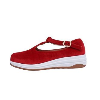 Generic Chaussures compens&eacute;es pour femme - Confortables et d&eacute;contract&eacute;es - Bout rond - Couleur unie - Tendance - Antid&eacute;rapantes - Avec sangle &agrave; boucle - Loisi