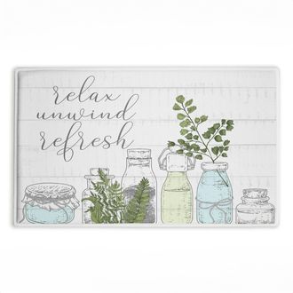 Stupell Industries Relax Unwind Refresh Botanicals Bedruckte Badematte aus Plüsch, Design von Kim Allen, 30 x 0,8 x 18 cm
