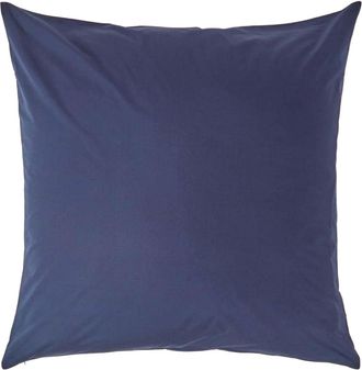 Homescapes Perkal Kissenbezug 80x80 cm dunkelblau, Kissenh&uuml;lle mit Rei&szlig;verschluss, 100% &auml;gyptische Baumwolle, Fadendichte 200