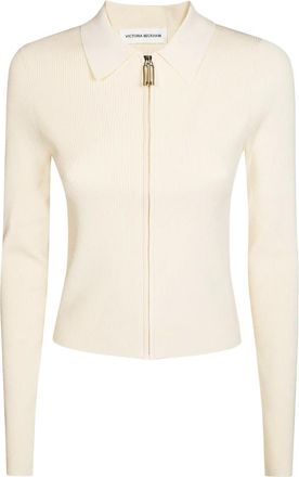 Victoria Beckham Femme, Pulls, Beige, Taille: 38 FR Zipped Polo Top