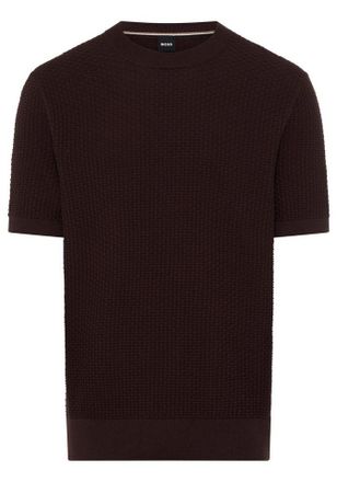 BOSS Kurzarmpullover Nilton Premium Menswear Business-Casual-Look, Strukturstrick-Material