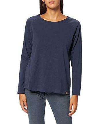 Camel Active Camel Active Womenswear Camel Active Damen Basic Langarm T-Shirt mit Rundhalsausschnitt aus Reiner Baumwolle Navy, Womenswear, Bleu Marine, L Femme