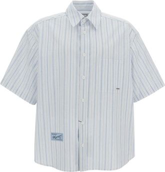 Wooyoungmi Wooyoungmi, Homme, Chemises, Bleu, Taille: M Chemise Ray&eacute;e en M&eacute;lange de Coton