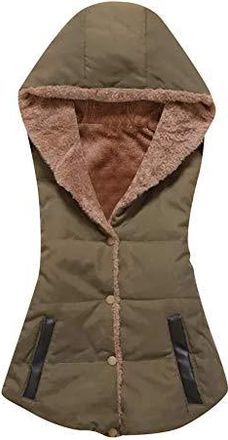 TOMWELL Gilet Femmes Chic Manteaux sans Manches Élégante Col Montant Fermeture Éclair en Peluche Décontracté Confortable Cardigan Veste Chaud Polaire Outwear 