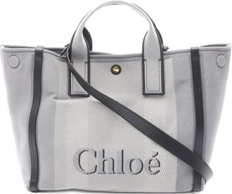 Chloé sac à main à logo brodé (années 2020) - Gris