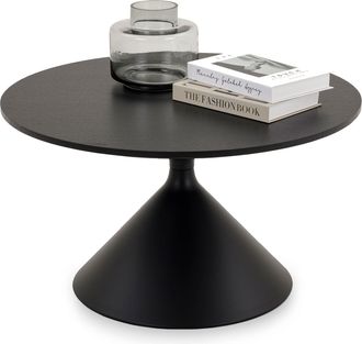 IDIMEX Couchtisch ISOMA rund &Oslash;70cm, Schwarz - moderner Wohnzimmertisch mit MDF-Holzdekor und stabilem Metallgestell mit Pulverbeschichtung ideal als Beistell