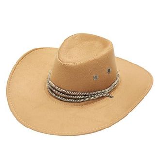Generic Foulard Cowboy Solid Western Chapeau de soleil large bord Voyage Casquette de soleil et figurines de cowboy, kaki, taille unique