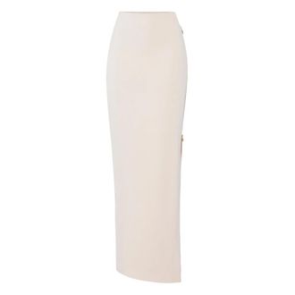 Elisabetta Franchi Rock in leichtem Kreppstoff mit Schmuckrei&szlig;verschluss - - Skirts - Damen - Beige - XL
