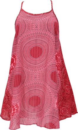 Guru Shop Boho Mandala Minikleid, Tr&auml;gerkleid, Strandkleid, Tank Top - Rot, Damen, Synthetisch