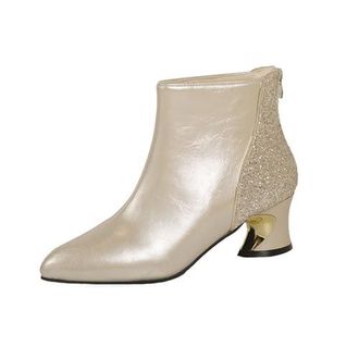 Generic Bottines d&eacute;contract&eacute;es &agrave; talon bas et &eacute;pais pour femme - &Eacute;l&eacute;gantes et confortables - Bout pointu - Fermeture &eacute;clair dans le dos - &Eacute;l&eacute;gantes et confort