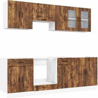 vidaXL 8-tlg. K&uuml;chenschrank-Set Kalmar R&auml;uchereiche Holzwerkstoff Vidaxl