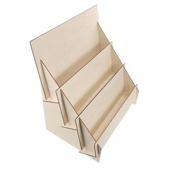 Hemobllo Holz Kartenst&auml;nder Dreistufig Postkarten und Gru&szlig;kartenhalter Multifunktionaler Organizer f&uuml;r Schreibtisch Handgefertigtes Naturholz Regal f&uuml;r B&uuml;ro un