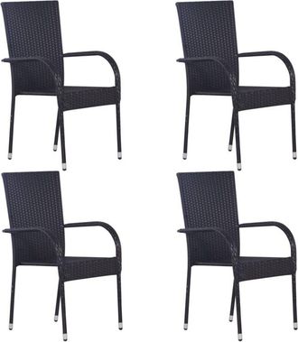 vidaXL Vidaxl - Chaises empilables dext&eacute;rieur lot de 4 R&eacute;sine tress&eacute;e Noir