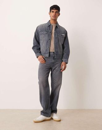 Calvin Klein Jeans Jean coupe droite style ann&eacute;es 90 - Bleu fonc&eacute; d&eacute;lav&eacute;