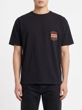 Rhude Baumwoll-T-Shirt mit Logo-Wappen und &uuml;berschnittenen Schultern