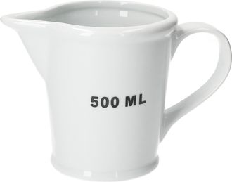 MamboCat Messbecher 500ml aus Porzellan wei&szlig; I 12,5 x 11 cm I Messkanne mit Ausgie&szlig;er I Ma&szlig;angaben in 100ml Schritten I Backzubeh&ouml;r