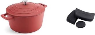 MasterClass MasterClass 4L Rote Kasserolle mit MasterClass hitzebeständigen Silikongriffen und Deckelgriff (3tlg.)