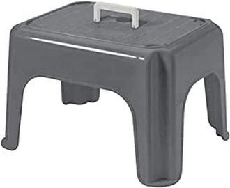 Tontarelli Hocker mit Griffen, Grau, 38 x 30 x 24 cm, Mehrfarbig