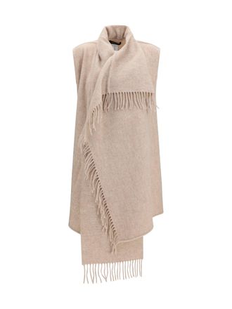 Fabiana Filippi Womens Cape Wool With Fringes Beige Merino (ovis Aries) Scarf Scarfs