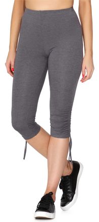Merry Style Damen 3/4 Freizeithose mit Raffung Caprihose Sporthose aus Baumwolle MS10-380 (Dunkelmelange, M)