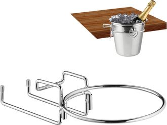 Relaxdays 10 x Sektkühlerhalter, Tischhalterung für Weinkühler mit 18 cm Ø, Sektkübelhalterung aus Eisen, platzsparend, Silber