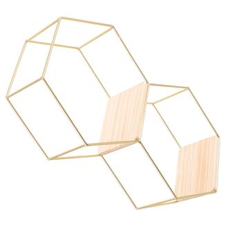 OSALADI Modernes Sechseckiges Wandregal aus Eisenkunst Schwebendes Regal in Gold Wandmontiertes Aufbewahrungsregal f&uuml;r Wohnzimmer und K&uuml;che