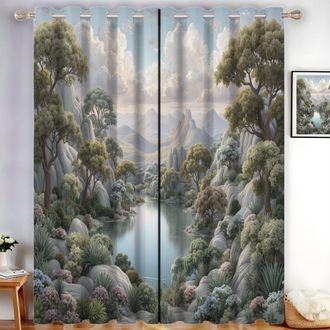 Generic Blickdichte Gardinen EIN Ruhiger See Realistische Naturlandschaft Verdunkelungsvorhang, Lichtundurchl&auml;ssige Vorhang Mit &Ouml;sen F&uuml;r Schlafzimmer Ger&auml;usch