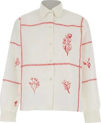 Roy Rogers Femme, Blouses et Chemises, Blanc, Taille: 42 FR Chemise Harvest Old Glory Broderie Fleurie