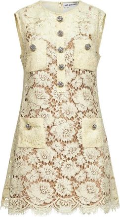 Self Portrait Femme, Robes, Jaune, Taille: 40 FR Fine Lace Mini Dress