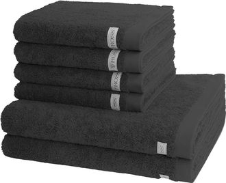 ROSS 6 teiliges Frottier-Set - Sinfonie (4 X Handtuch 2 X Duschtuch im Set) - 500 g/m2 - Baumwolle - Walkfrottee - saugstark - weich und flauschig - Schief