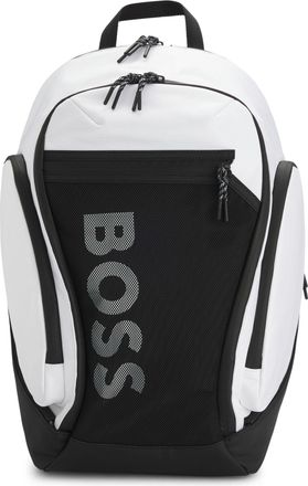 BOSS Herren Onset Backpack Rucksack mit Logo und Mesh-Tasche auf der Vorderseite Natur101 Stck