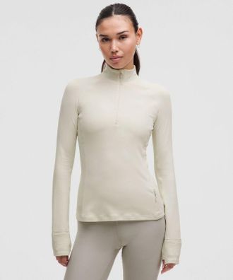 lululemon Its Rulu Oberteil mit halblangem Rei&szlig;verschluss f&uuml;r Frauen - Gr&ouml;&szlig;e XL in Bone