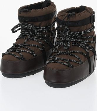 Moncler MOON BOOT X MONCLER GRENOBLE Apr&egrave;s-Ski-Stiefel aus Leder und Textil ICON LOW GAITER Moncler