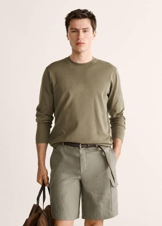 Mango Pull-over maille fine coton kaki - Homme - XL - MANGO MAN