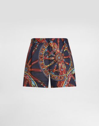 Dolce & Gabbana Bermudashorts Aus Leinen Mit Carretto-print - Mann Collection Multicolor 54