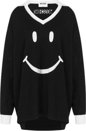 Moschino Femme, Pulls, Noir, Taille: 40 FR Pull en laine m&eacute;rinos extra-fine Smiley
