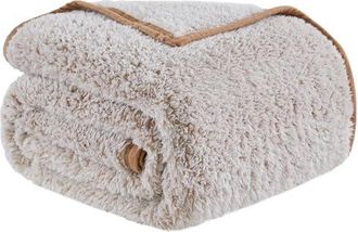 Emme Couverture Sherpa Douillette Moelleux 130 x 150cm Kaki &Eacute;pais et &Eacute;l&eacute;gant, Couverture de Canap&eacute; Double Face Extra Doux, Chaud Confortable R&eacute;versible Moe