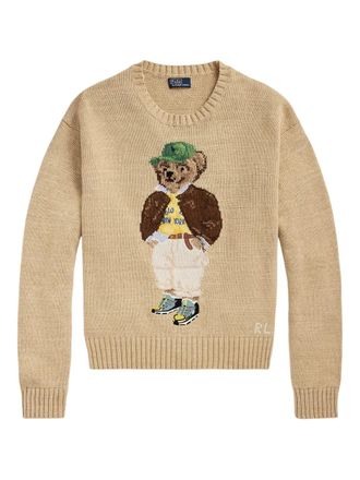 Polo Ralph Lauren pull en maille intarsia à motif Polo Bear - Tons neutres