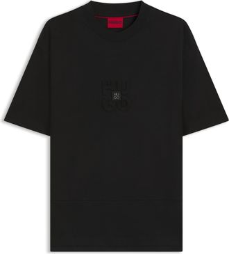 HUGO BOSS Herren Debostac T-Shirt aus Interlock-Baumwolle mit Stack-Logos Schwarz001 XL