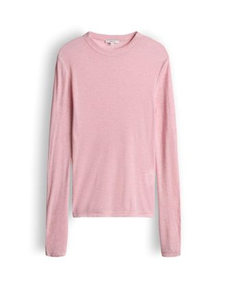 OPUS Damen Langarmshirt | SEFEMINA Slim Longsleeve im Tencel Wollmix Coral Blush, 42