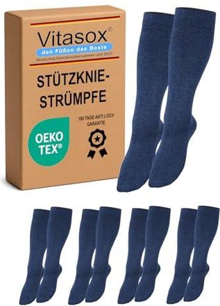 Vitasox 44457 Chaussettes de contention, chaussettes de voyage en coton, unisexe chaussettes de compression 4 paires bleu jeans 43/46