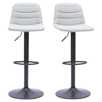 Miliboo Tabourets de bar r&eacute;glables en tissu gris clair et m&eacute;tal (lot de 2) saury