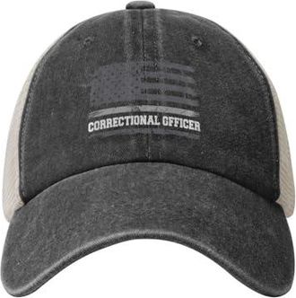 Generic Casquette De Baseball Agent Correctionnel Drapeau Am&eacute;ricain Thin Silver Line Chapeau De Golf Classique Anti-Soleil Casquette D&Eacute;t&eacute;, pour Hommes, Randon